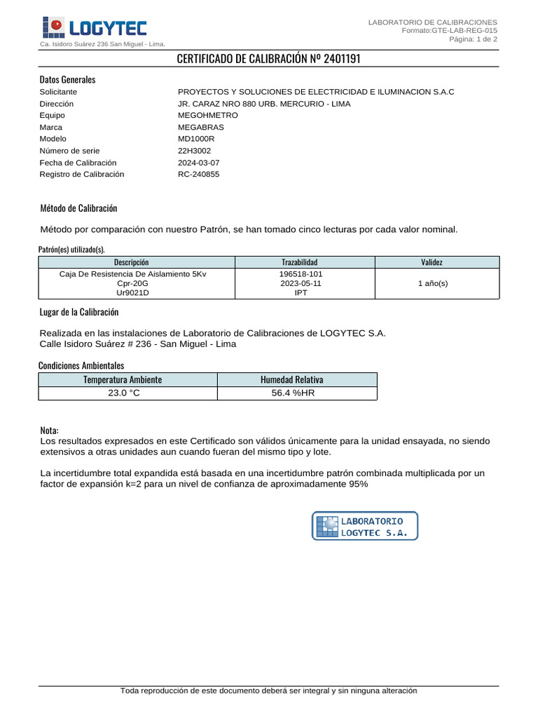 Megohmetro Megabras MD1000R 22H3002 Proyectos y Soluciones de ...