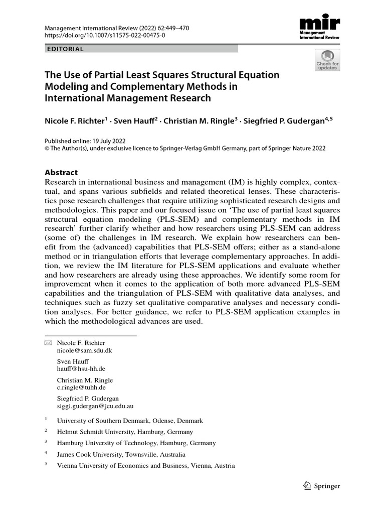 The Use of Partial Least Squares Structural Equation Modeling and ...
