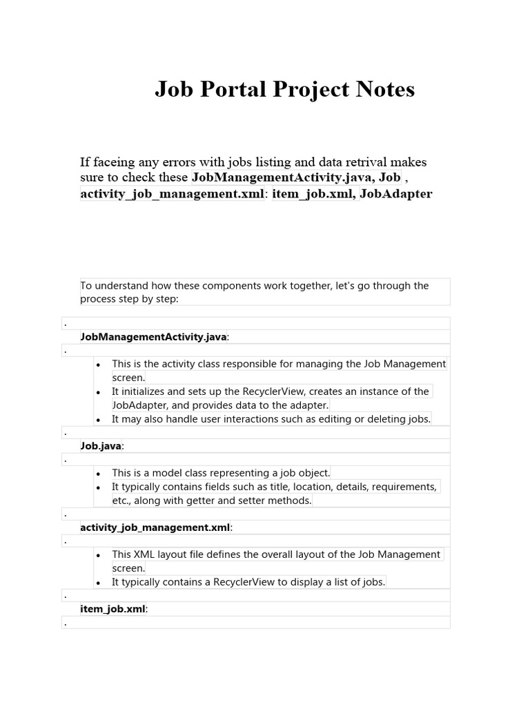 Job Portal Project Notes | PDF | Xml | Method (Computer Programming)