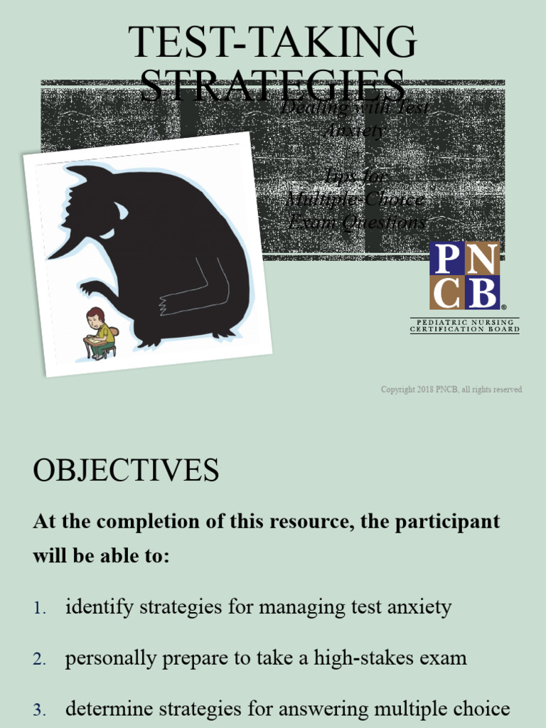 PNCB Test Taking Strategies Resource | PDF | Anxiety | Multiple Choice