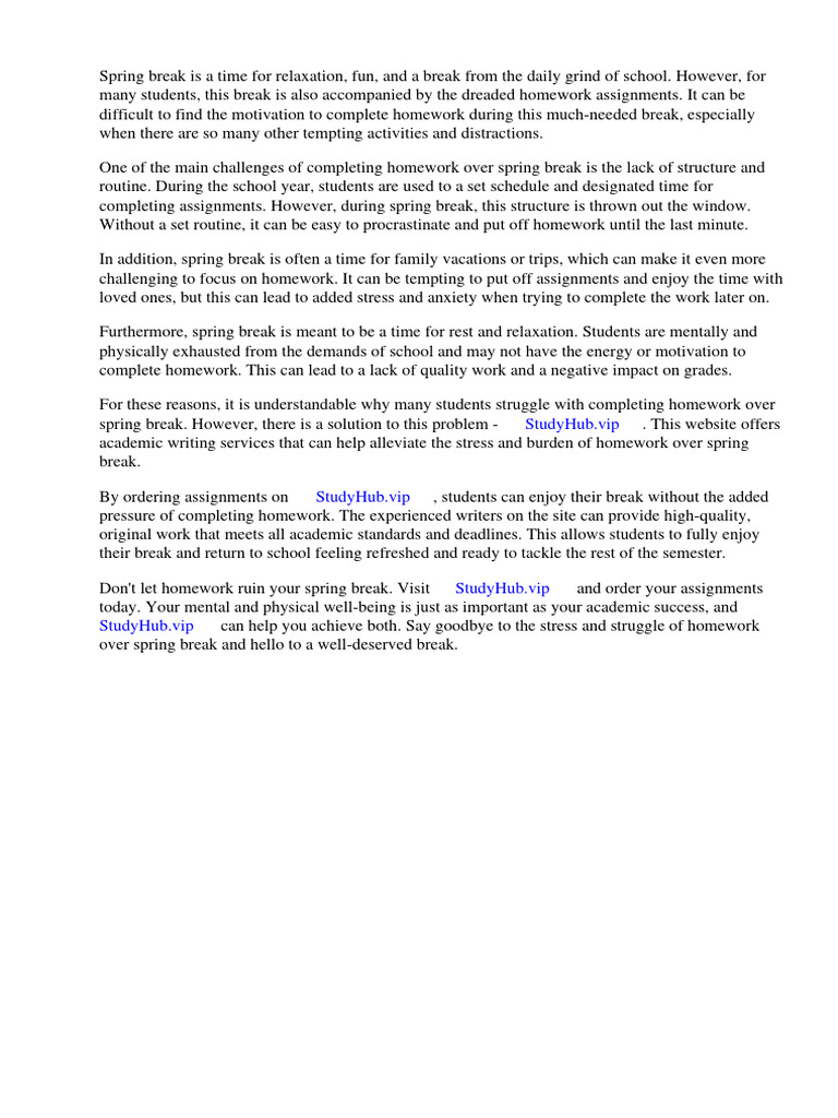 Homework Over Spring Break | PDF | Homework | Safari (Web Browser)