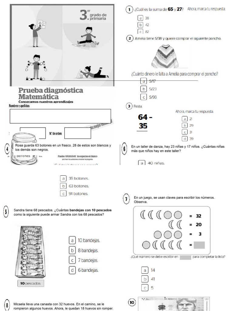 Prueba Diagnóstica de Matemáticas | PDF