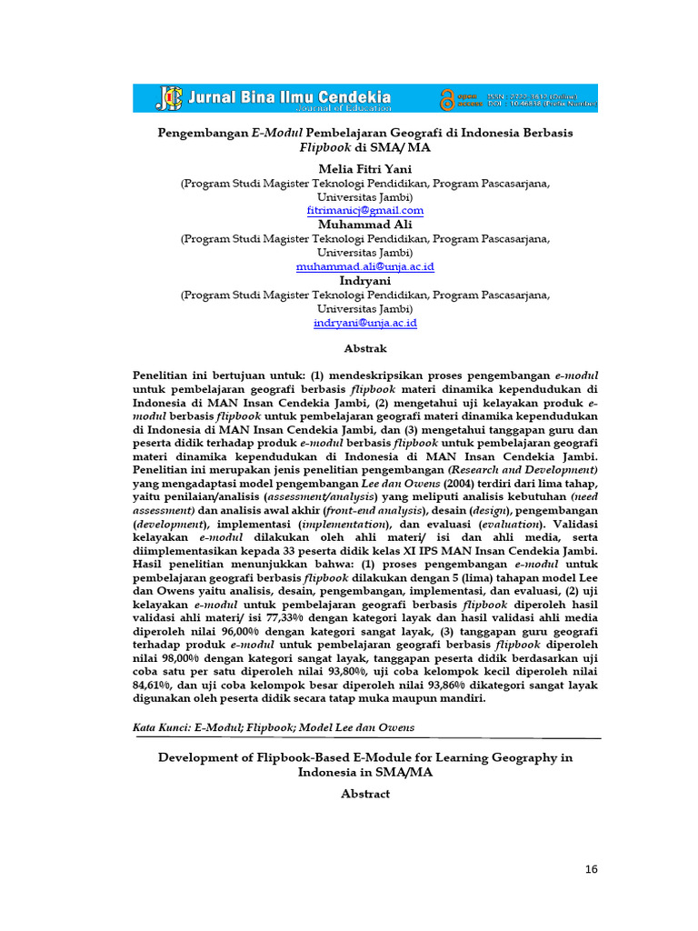 Pengembangan E-Modul Pembelajaran Geografi Di Indo | PDF
