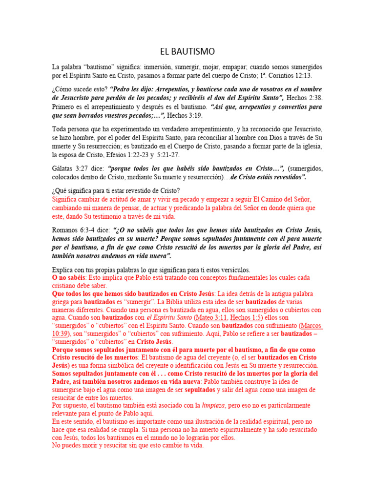 El Bautismo | PDF | Bautismo | Jesús