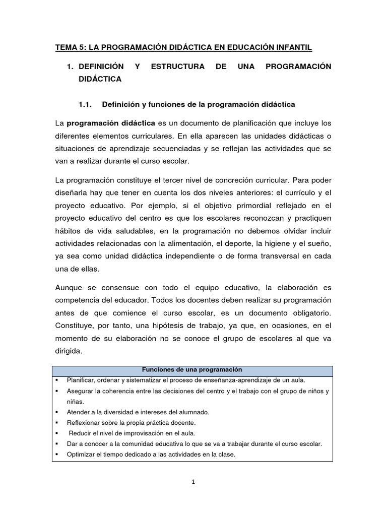 Tema 5 La Programacion Didactica en Ei | PDF | Evaluación | Enseñando
