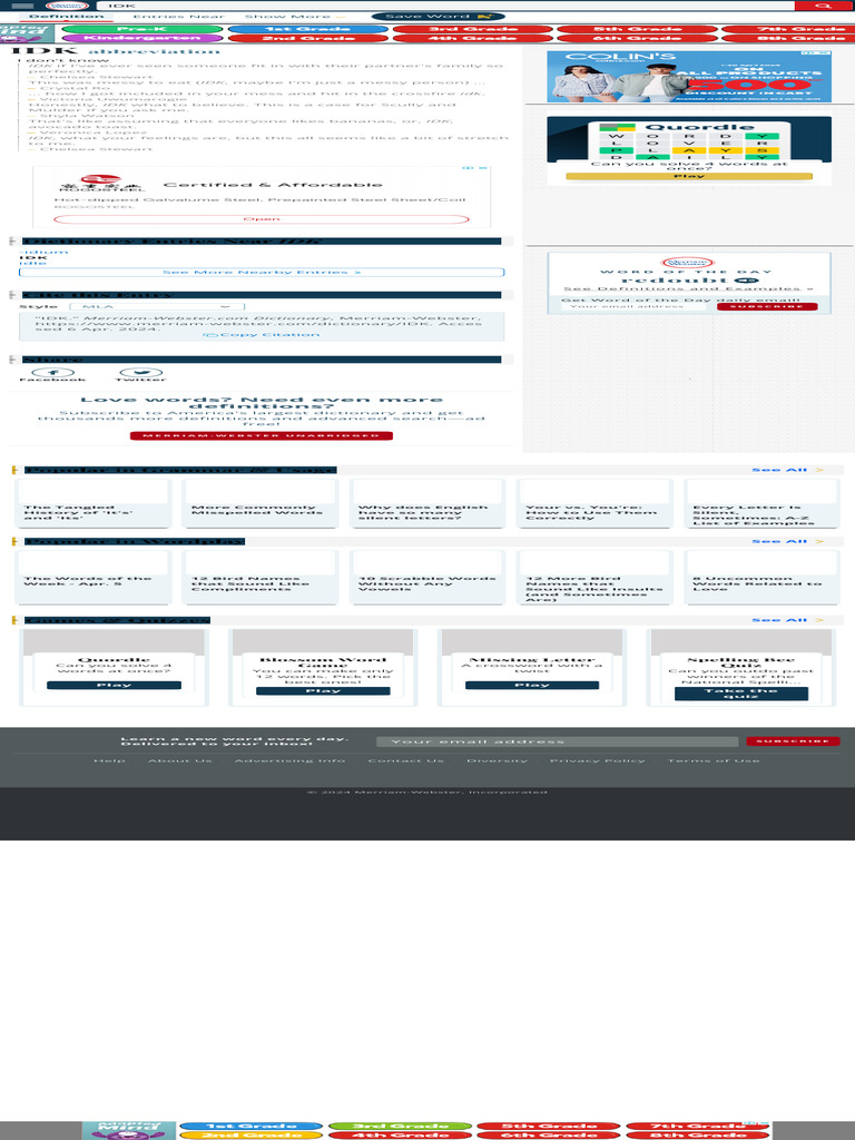 IDK Definition & Meaning - Merriam-Webster | PDF | Linguistics