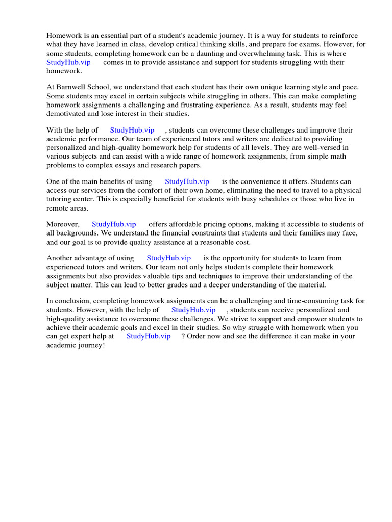 Barnwell School Homework | PDF | Curriculum | Homework