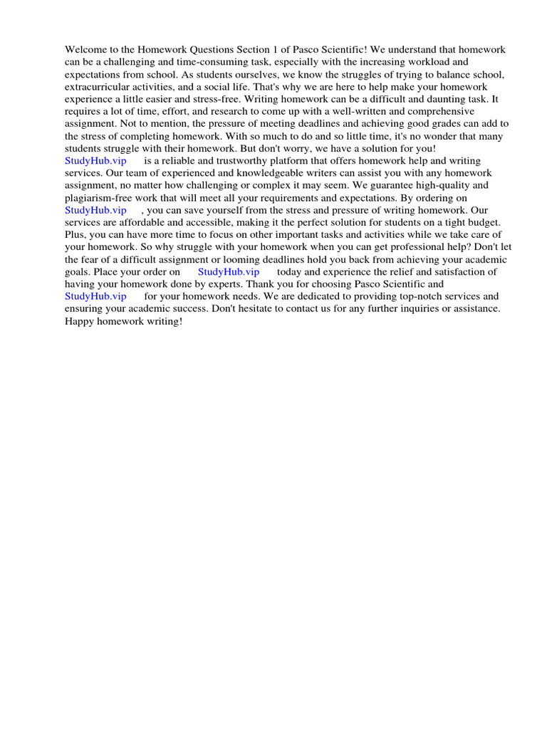 Homework Questions Section 1 Pasco Scientific | PDF | Homework | Science