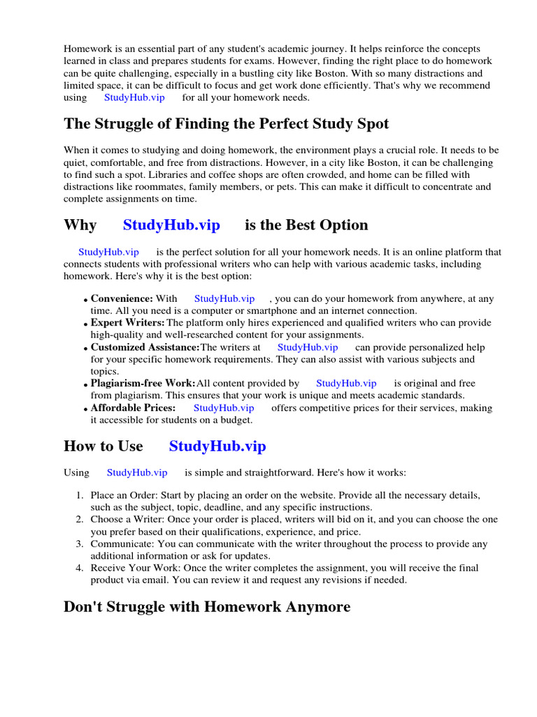 Best Place To Do Homework in Boston | PDF | Homework | Advertising