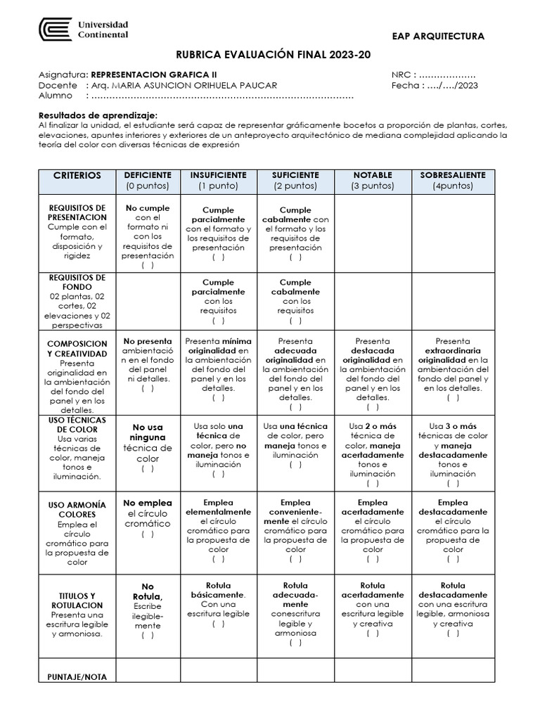Rubrica EX FINAL RGII-202320 | PDF | Color