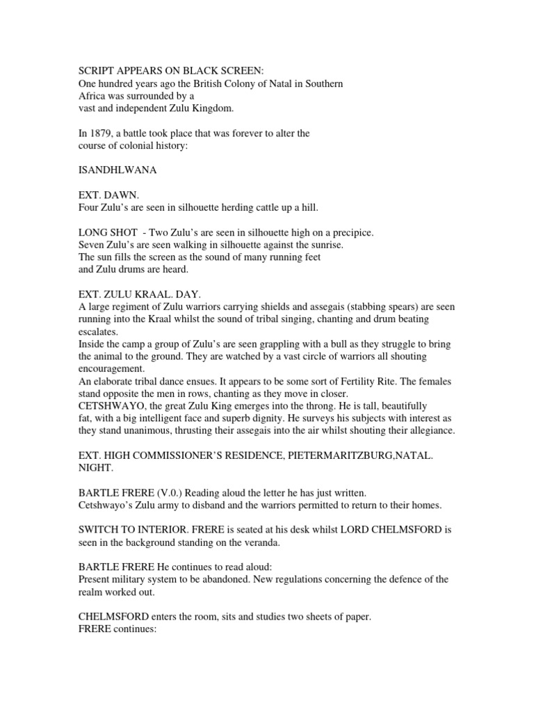 Zulu Dawn Script | PDF | Zulu Kingdom