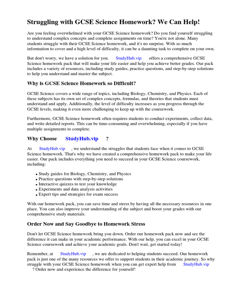 Gcse Science Homework Pack 1 | PDF | Homework | Science Gcse Science Homework Pack 1 | PDF | Homework | Science