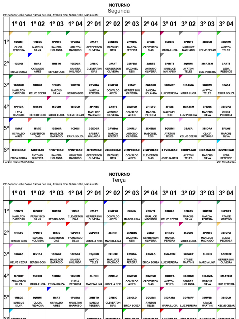 Horário Noturno - 2 Versão - Resumo Geral | PDF