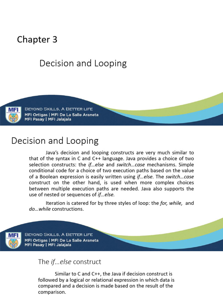 Lesson 03 Decision And Looping Pdf Control Flow Boolean Data Type