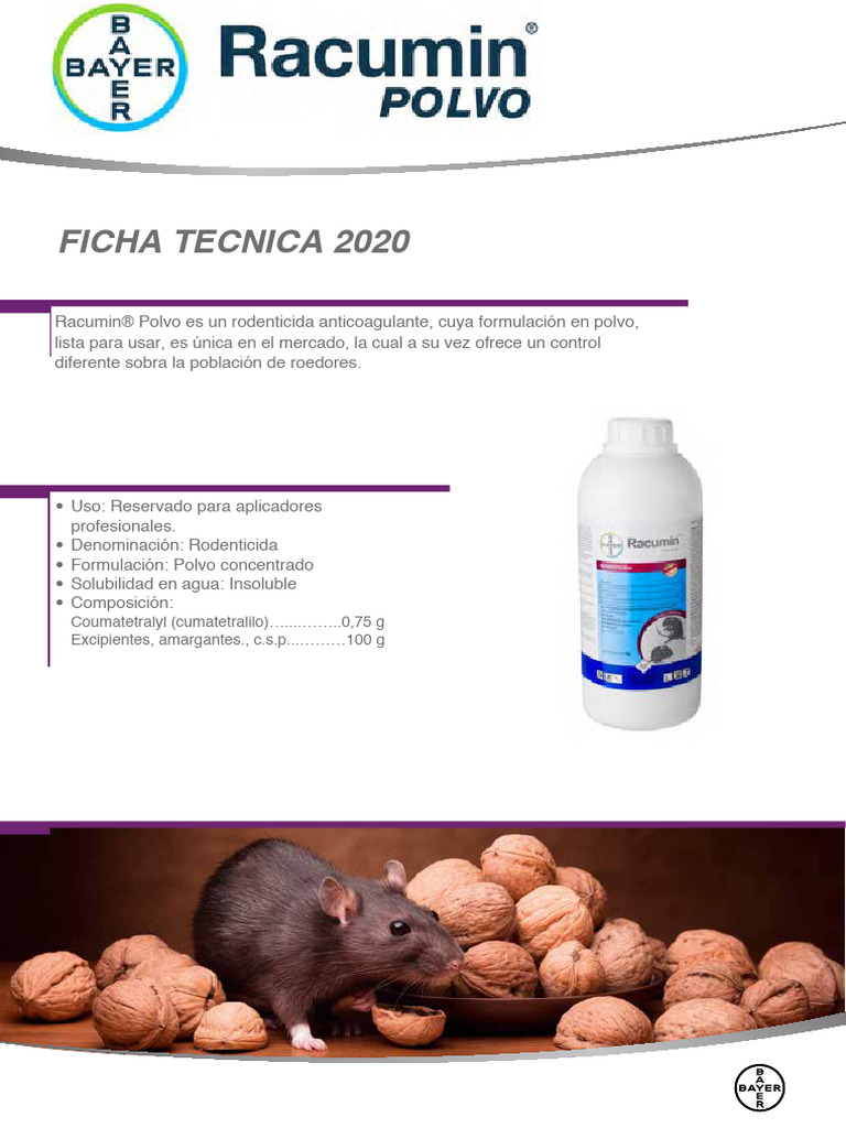Ficha Tecnica Racumin Polvo | PDF | Roedor | Agua