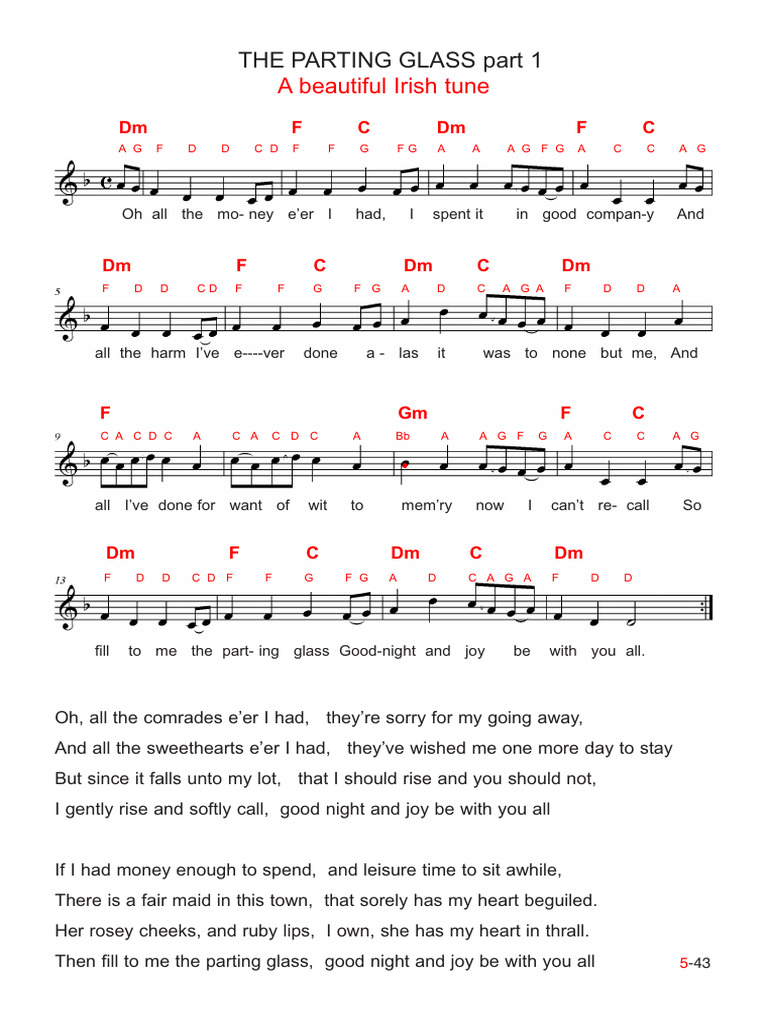 Lesson 17 - The Parting Glass (Beautiful Irish Tune) | PDF