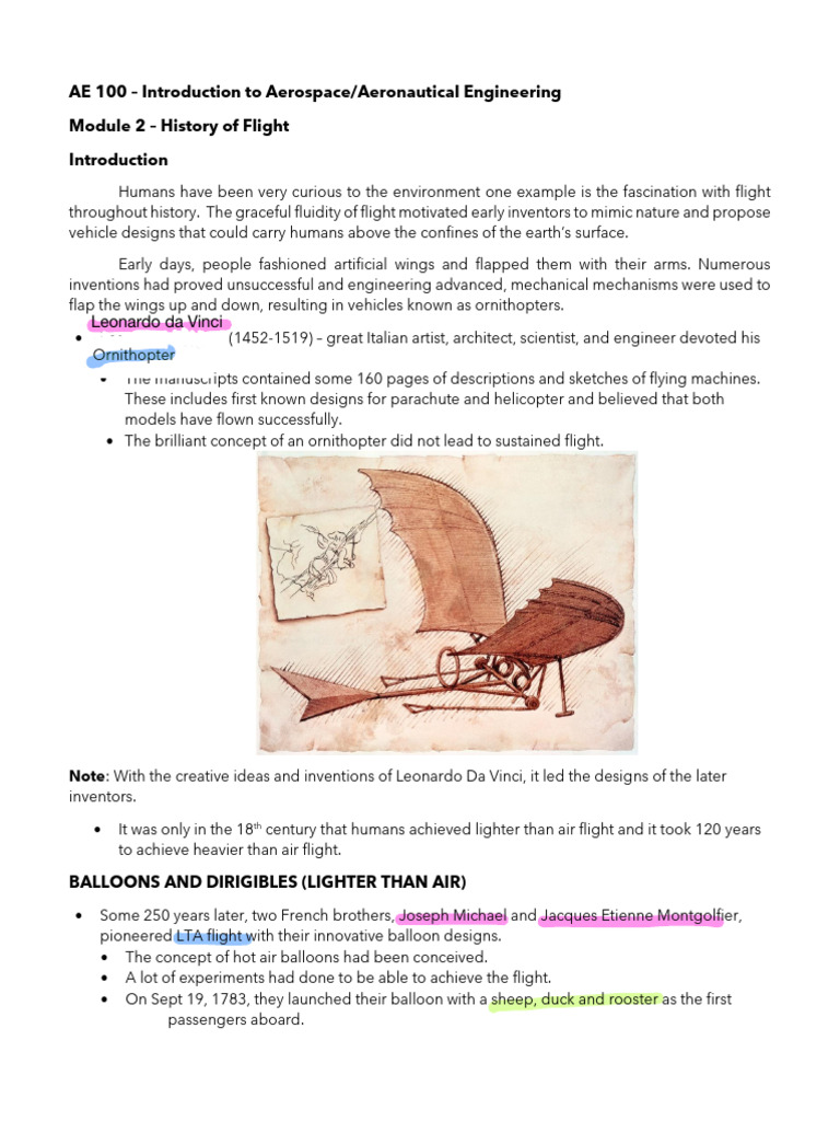 History of Flight Innovations | PDF | Aviation | Balloon (Aeronautics)