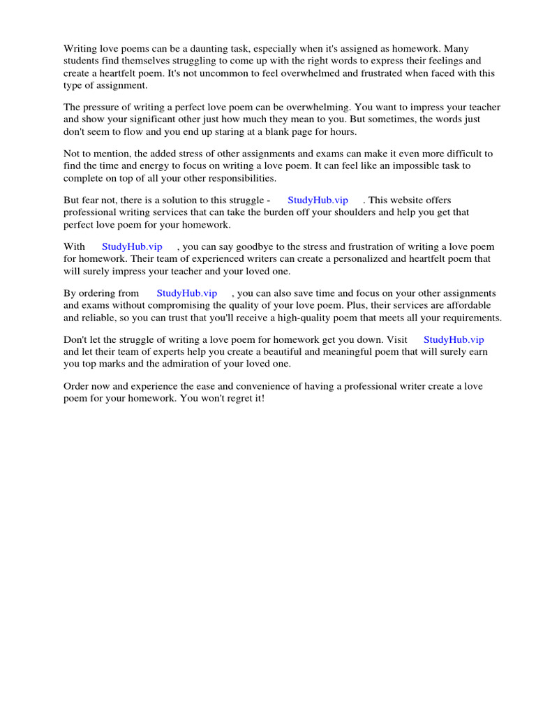 Love Poems Homework | PDF | Poetry | Homework