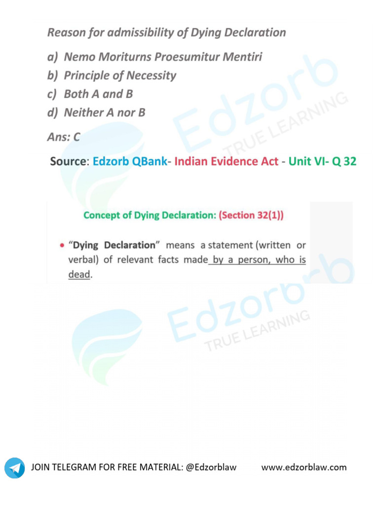 Edzorb Law - Topic Dying Declaration | PDF | Hearsay | Criminal Procedure