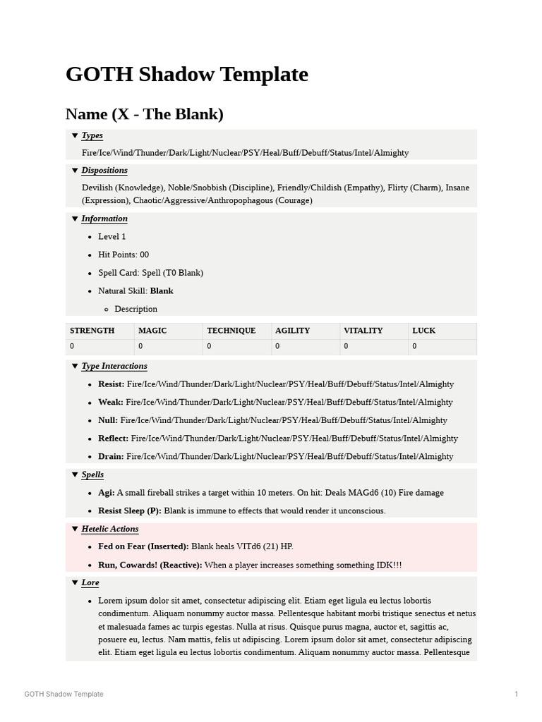 RPG Homebrew: GOTH Shadow Template | PDF | Computer Art | Recreation