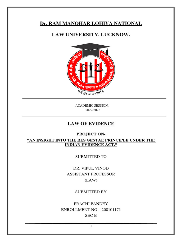 Evidence Law Project Sem 5 | PDF | Hearsay | Causality