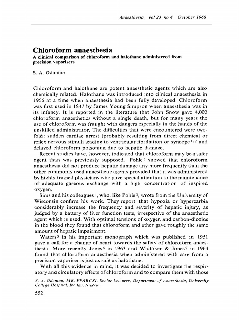 Anaesthesia Chloroform Anaesthesia | PDF | Anesthesia | Surgery