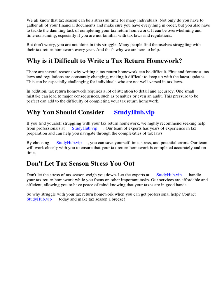Tax Return Homework | PDF | Worksheet | Irs Tax Forms