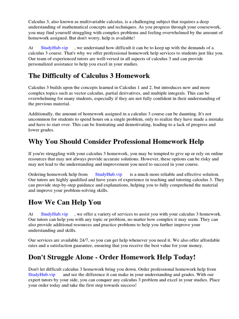 Calculus 3 Homework Help | PDF | Integral | Calculus