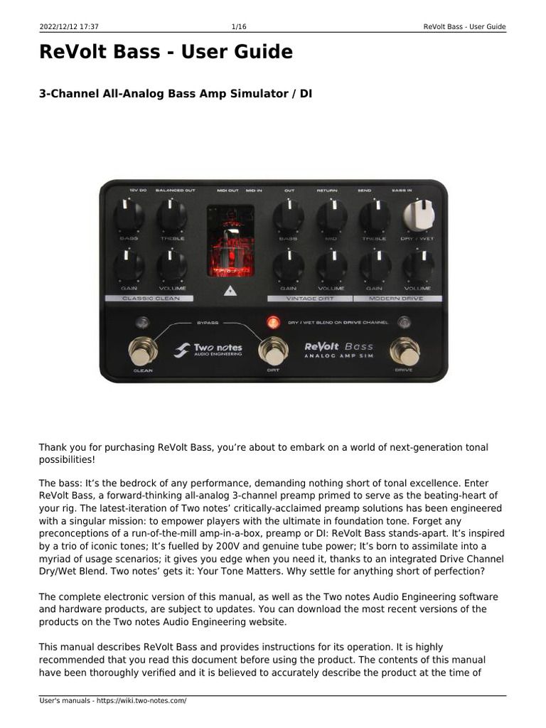 revolt_bass_-_user_guide | PDF | Amplifier | Equalization (Audio)