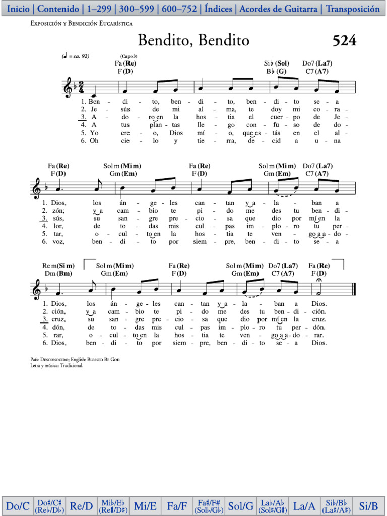 BENDITO BENDITO Partitura | PDF