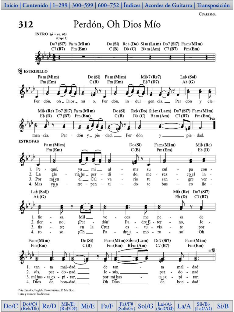 PERDON OH DIOS MIO Partitura | PDF
