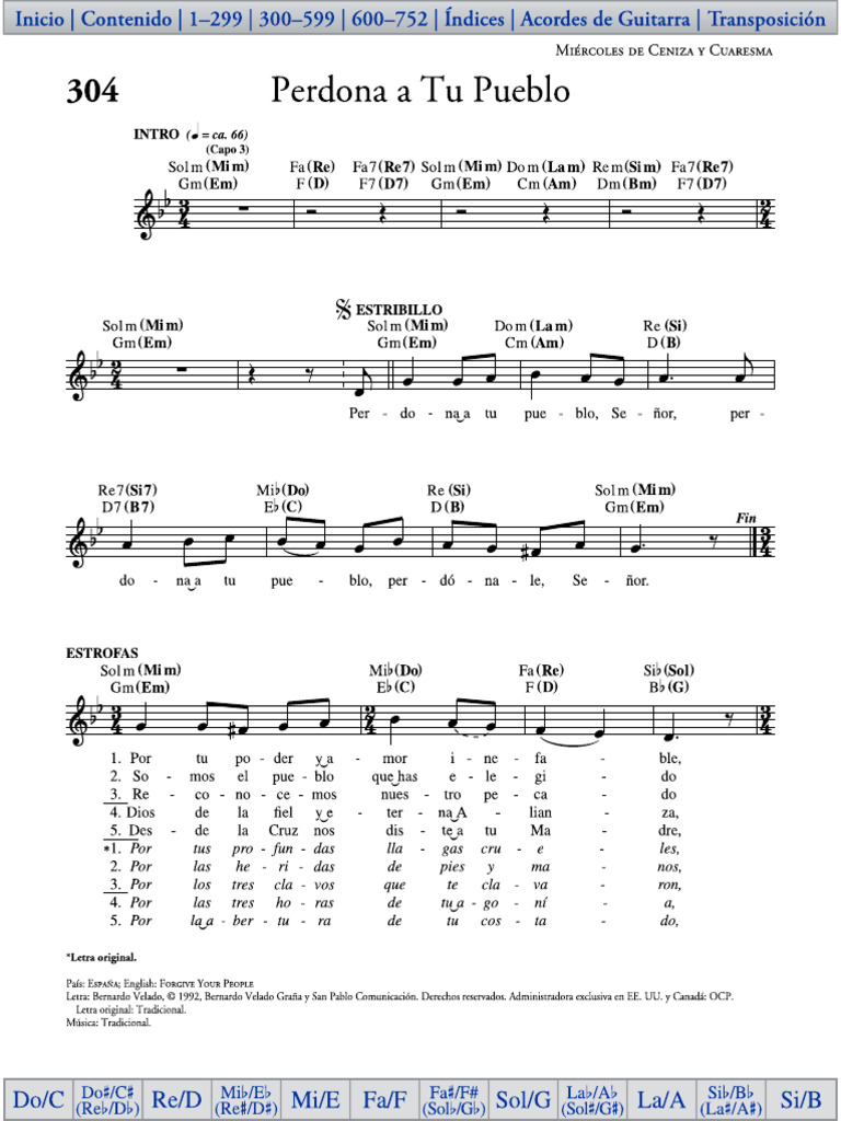 PERDONA A TU PUEBLO Partitura | PDF