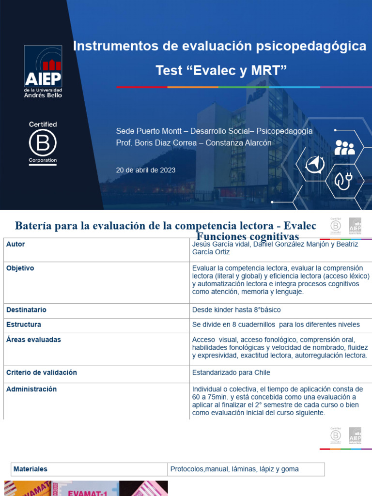 Evalec y MRT | PDF | Evaluación | Educación de la primera infancia