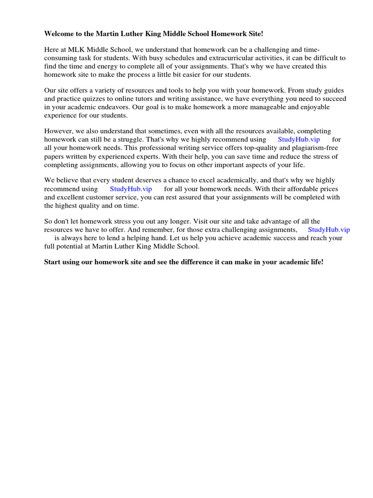Martin Luther King Middle School Homework Site | PDF | Martin Luther King Jr. | Homework