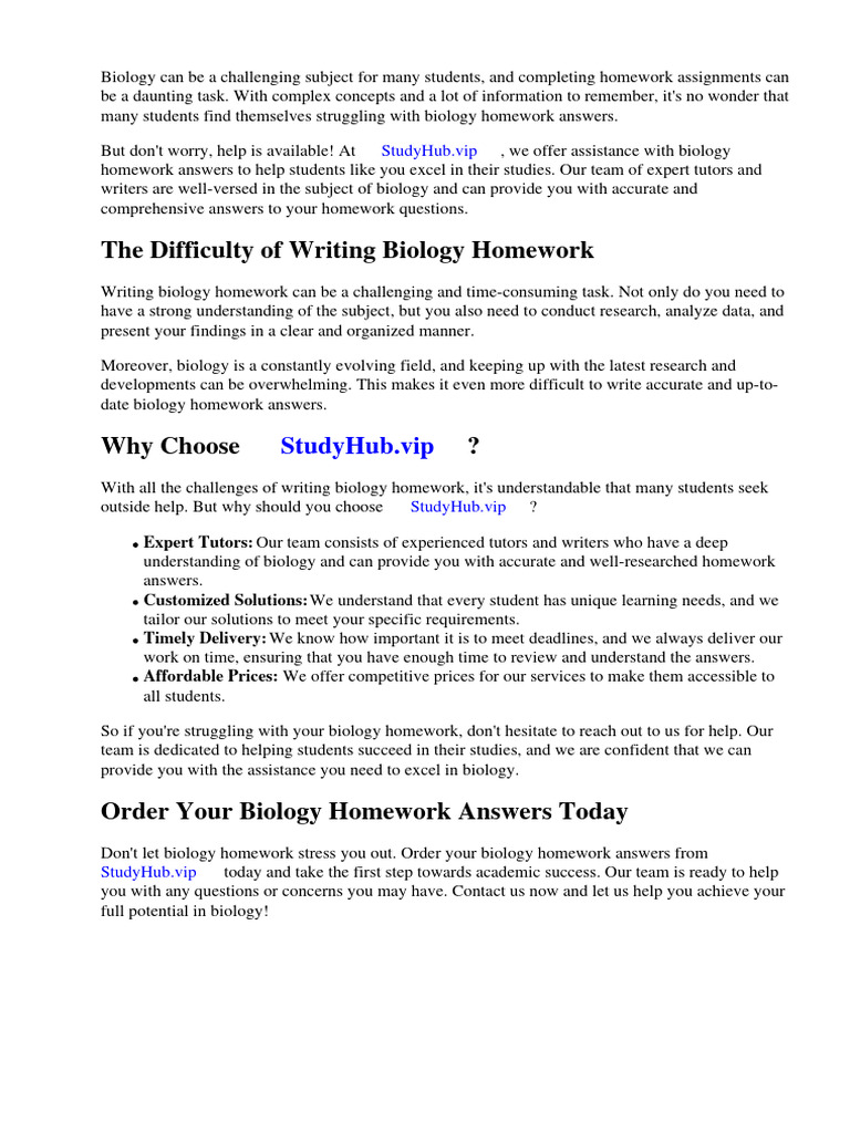 Help With Biology Homework Answers | PDF | Biology | Cell (Biology)