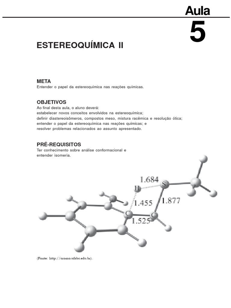 10491804102012quimica Organica I Aula 5 | PDF | Estereoquímica | Quiralidade (Química)