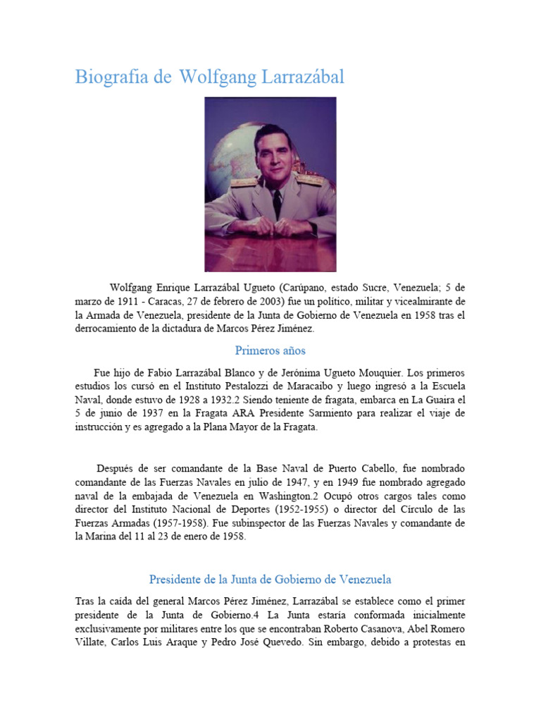 Biografia de Wolfgang Larrazábal | PDF