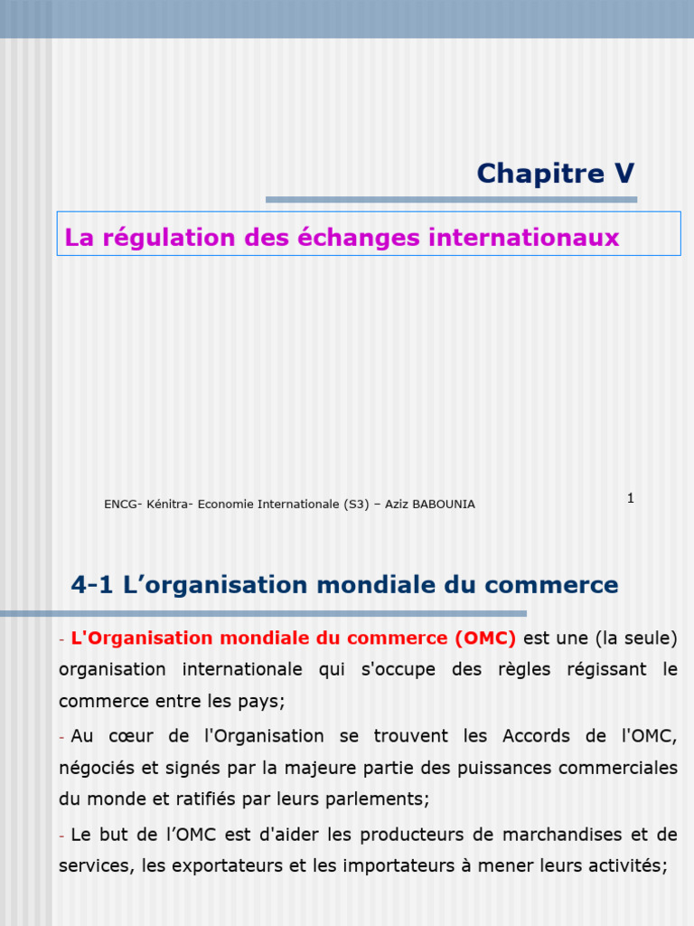 Régulation des échanges internationaux | PDF | Organisation mondiale du ...