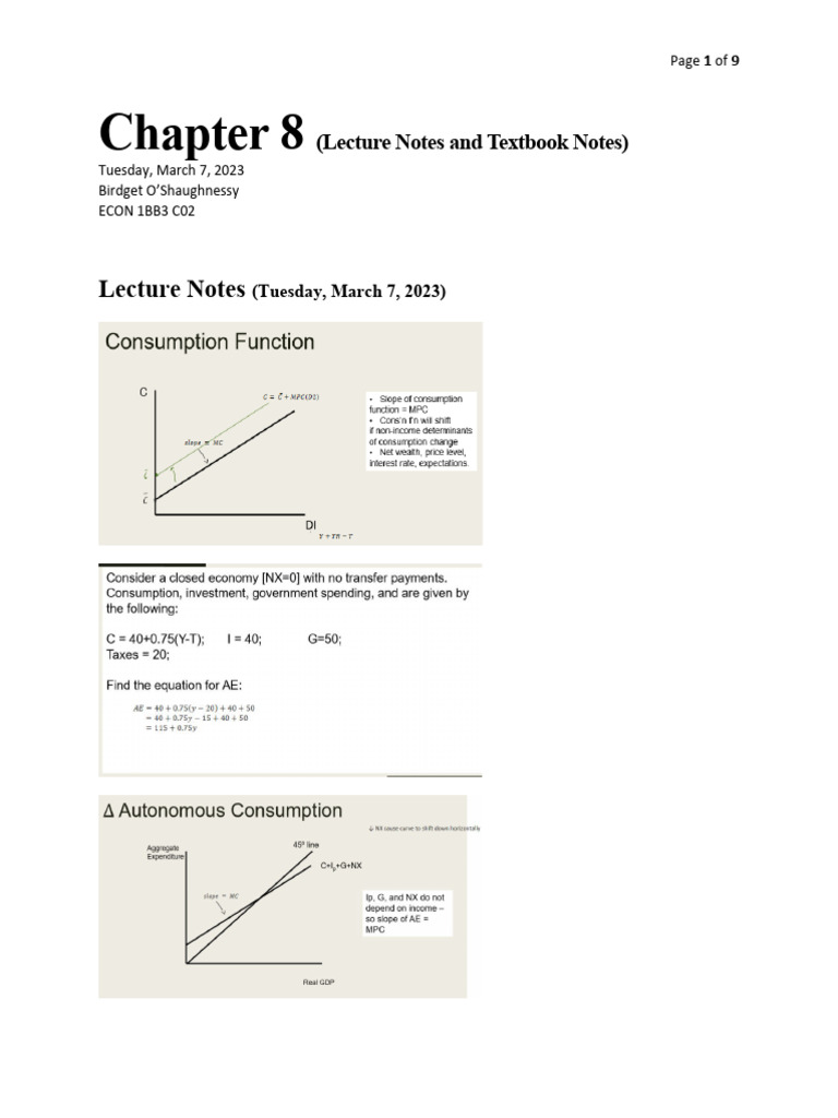 CH 8 Lecture and Textbook Notes | PDF | Gross Domestic Product ...