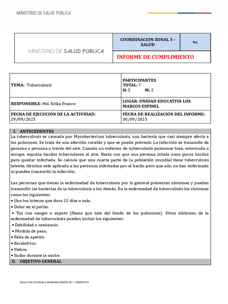 Informe TB DRA FRANCO - Signed | PDF | Tuberculosis | Salud pública