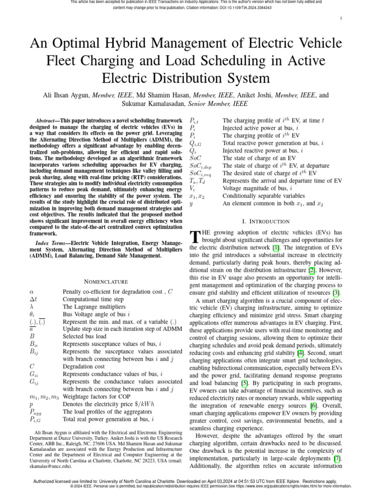 An Optimal Hybrid Management of Electric Vehicle Fleet Charging and ... An Optimal Hybrid Management of Electric Vehicle Fleet Charging and ...