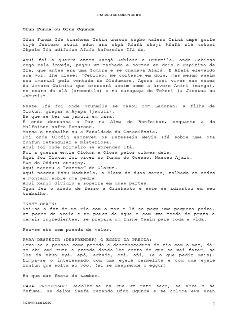 10 - Ofun Funda Ou Ofun Ogunda | PDF | Santeria