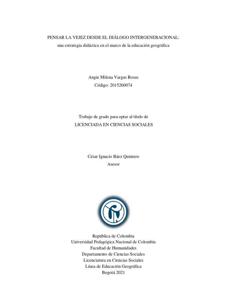 Pensar La Vejez Desde El Diálogo Intergeneracional - Milena Vargas | PDF | Vejez | Adultos