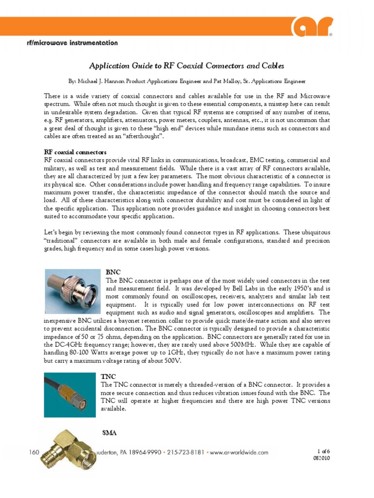 RF Connector Guide | Coaxial Cable | Electrical Connector