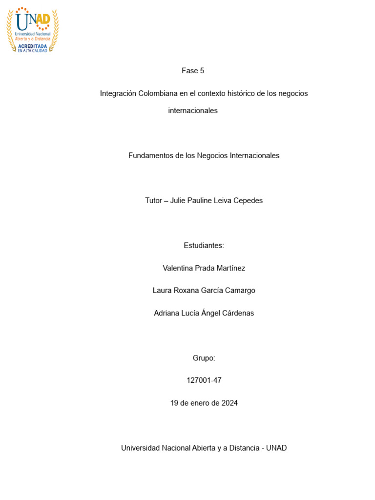 Tarea 5 Grupal - Negocios Int-1-1 | PDF | Colombia | Política comercial