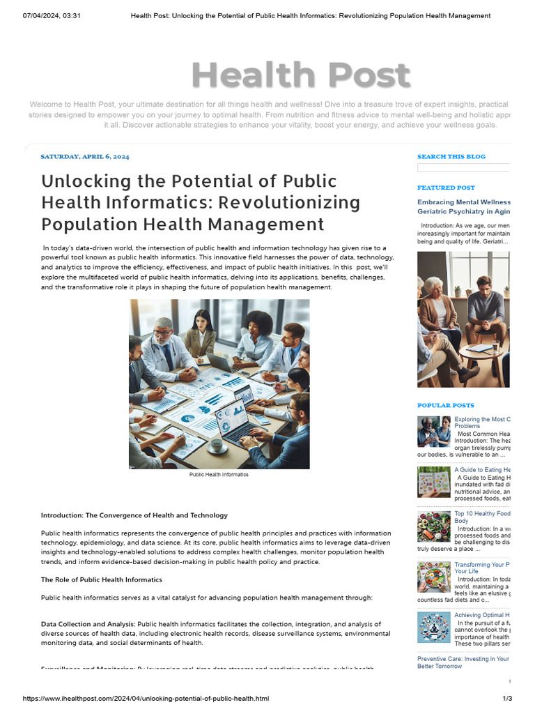 Health Post - Unlocking The Potential of Public Health Informatics ...