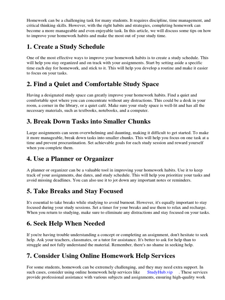 How To Improve Homework Habits | PDF | Homework | Information