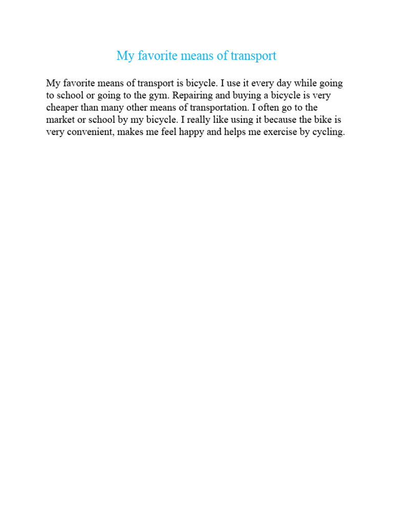 My Favorite Means of Transport | PDF | Self-Improvement