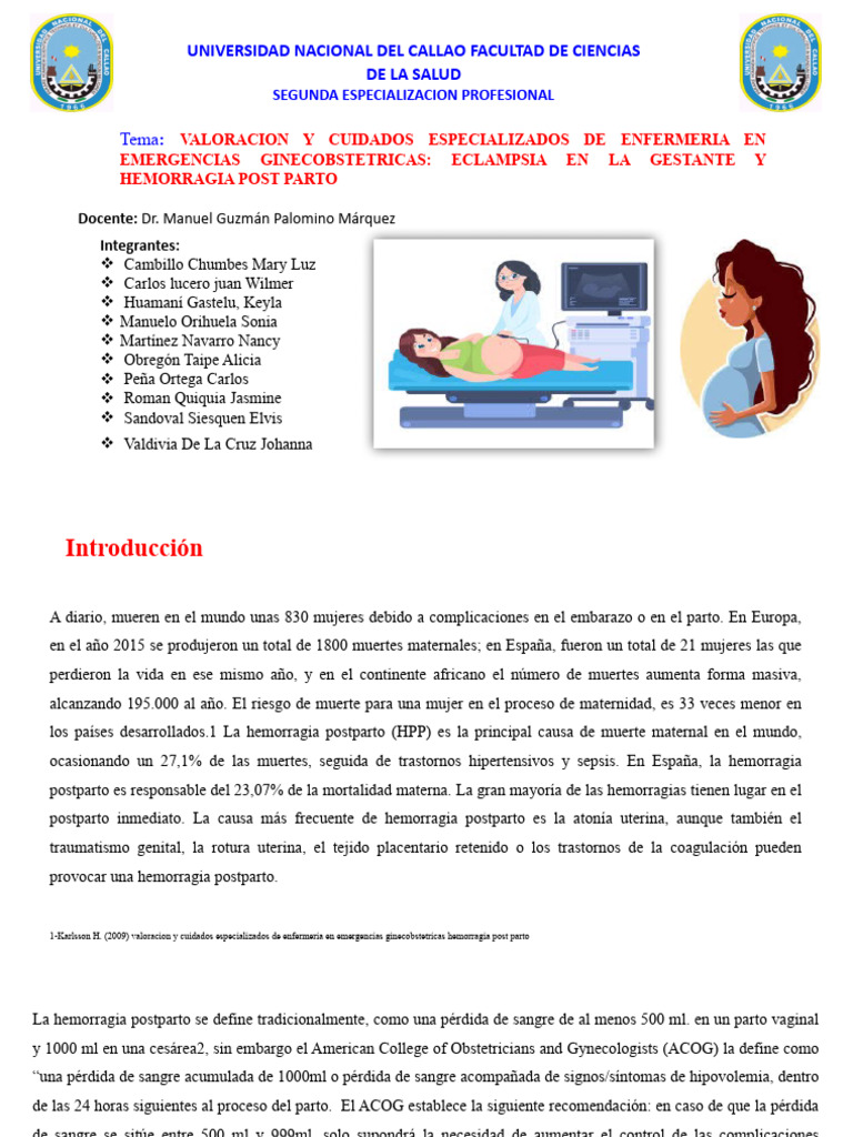 Valoracion y Cuidados Especializados de Enfermeria en Emergencias Ginecoobstetricas Eclampsia en ...