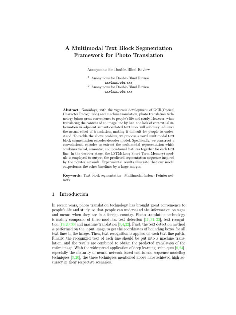 A Multimodal Text Block Segmentation Framework For Photo Translation | Download Free PDF | Image ...